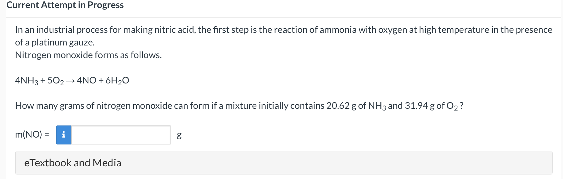 Solved In an industrial process for making nitric acid, the | Chegg.com