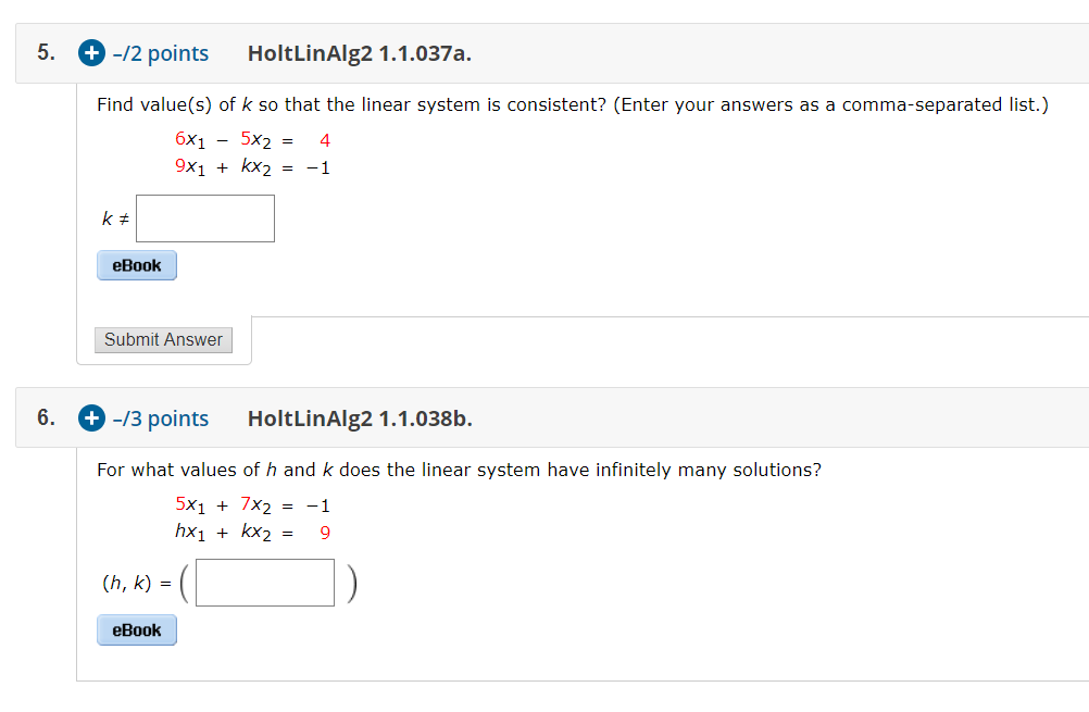 Solved 5. # -/2 points HoltLinAlg2 1.1.037a. Find value(s) | Chegg.com Solved 5. # -/2 points HoltLinAlg2 1.1.037a. Find value(s) | Chegg.com