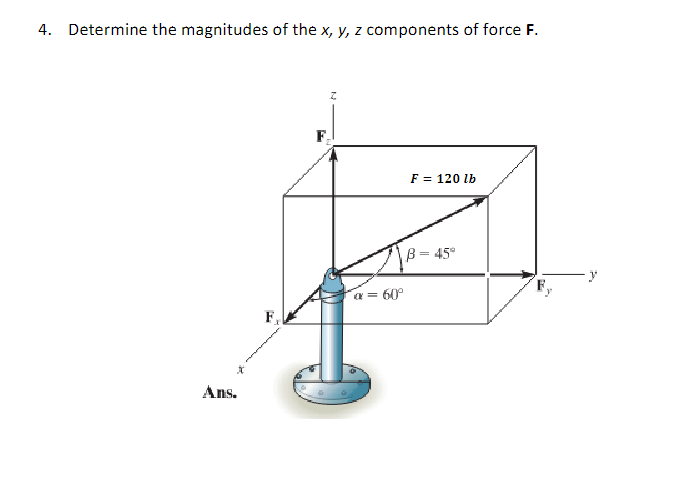 Solved 4. Determine the magnitudes of the x,y,z components | Chegg.com