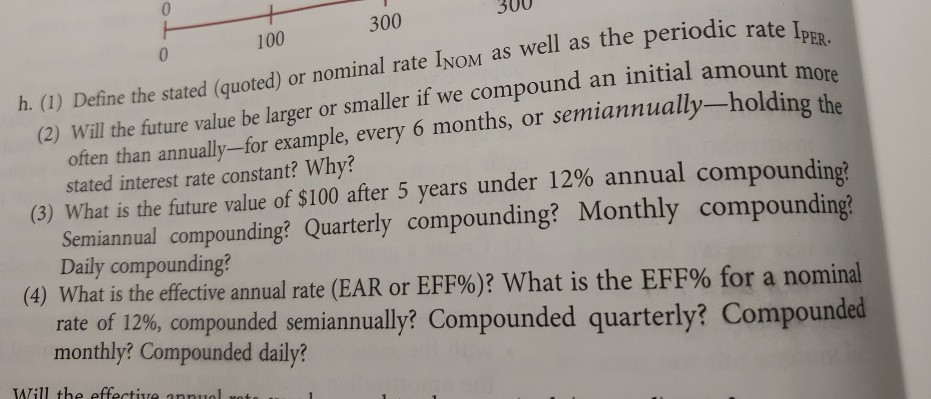 Solved 0 300 periodic rate IpER. 300 0 100 h. (1) Define the | Chegg.com