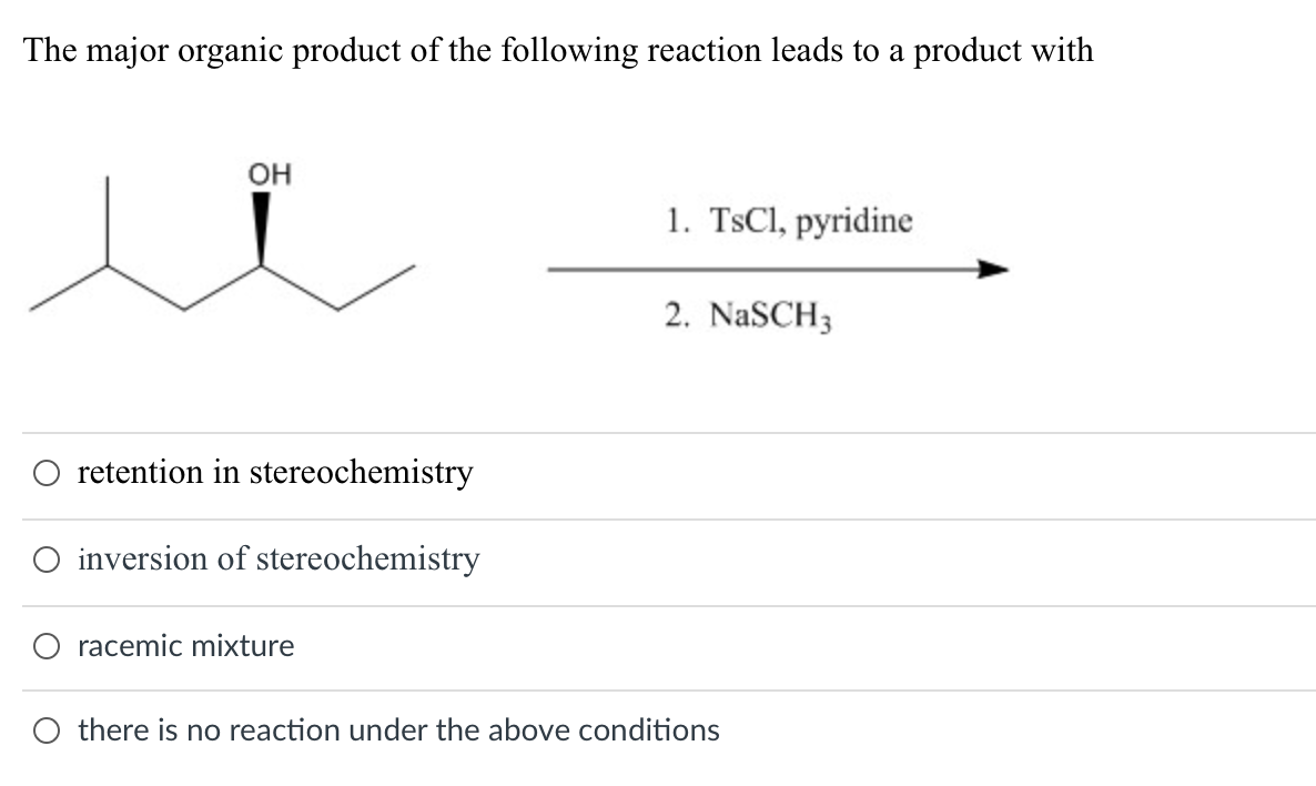 Solved The major organic product of the following reaction | Chegg.com