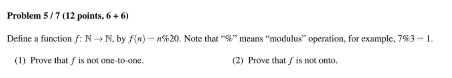 Solved Problem 5/7 (12 points, 6 + 6) Define a function f: | Chegg.com
