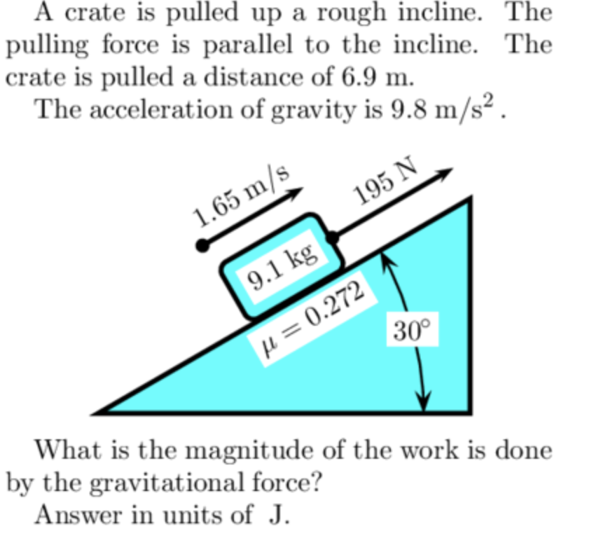 Solved A crate is pulled up a rough incline. The pulling | Chegg.com