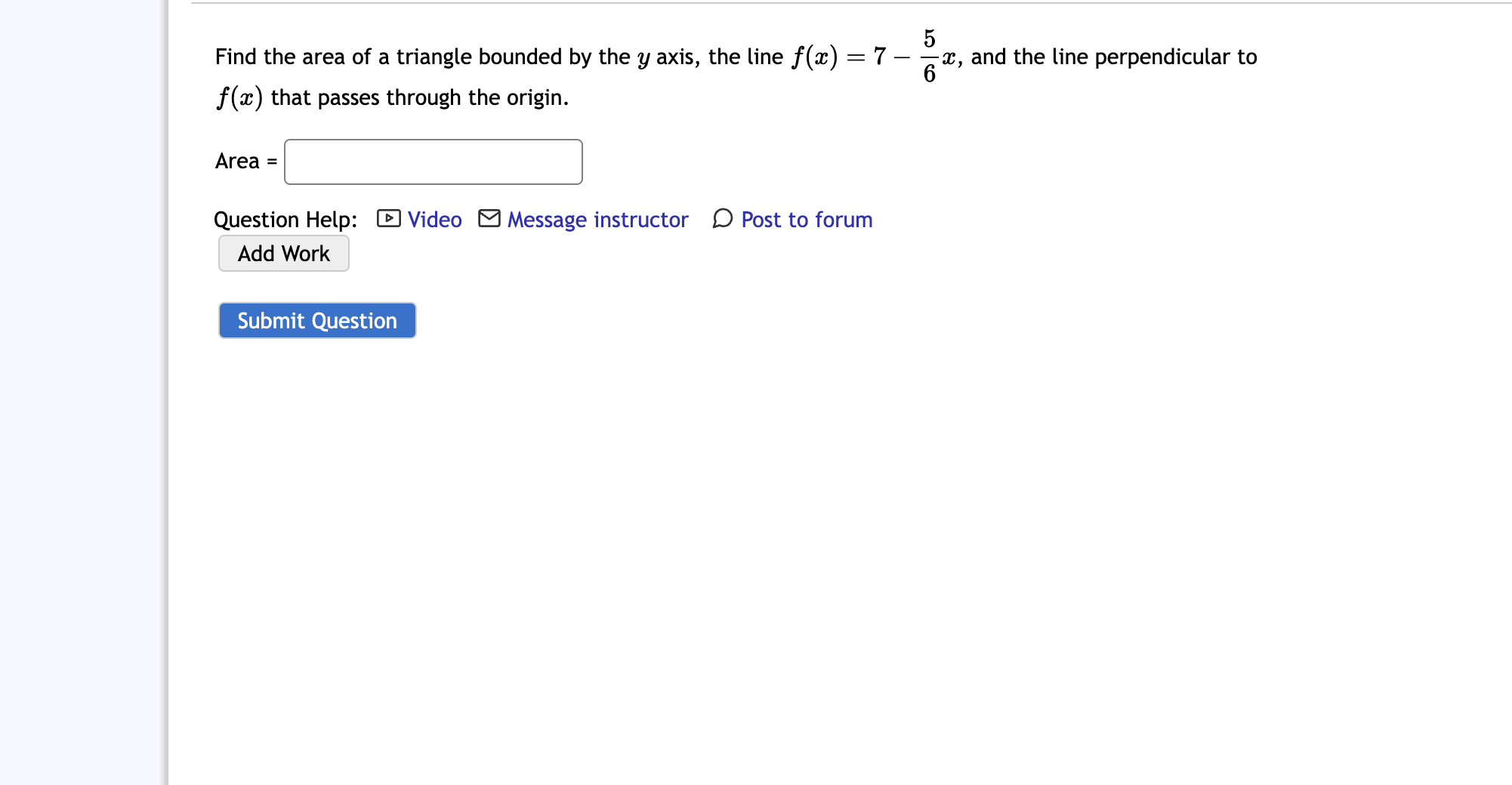 Solved Find the area of a triangle bounded by the y axis, | Chegg.com