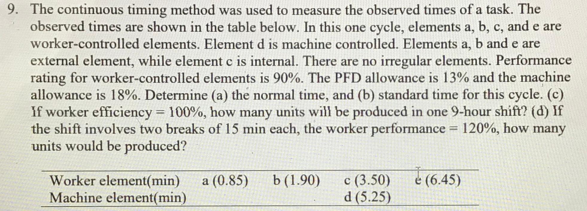 Solved 9. The continuous timing method was used to measure | Chegg.com