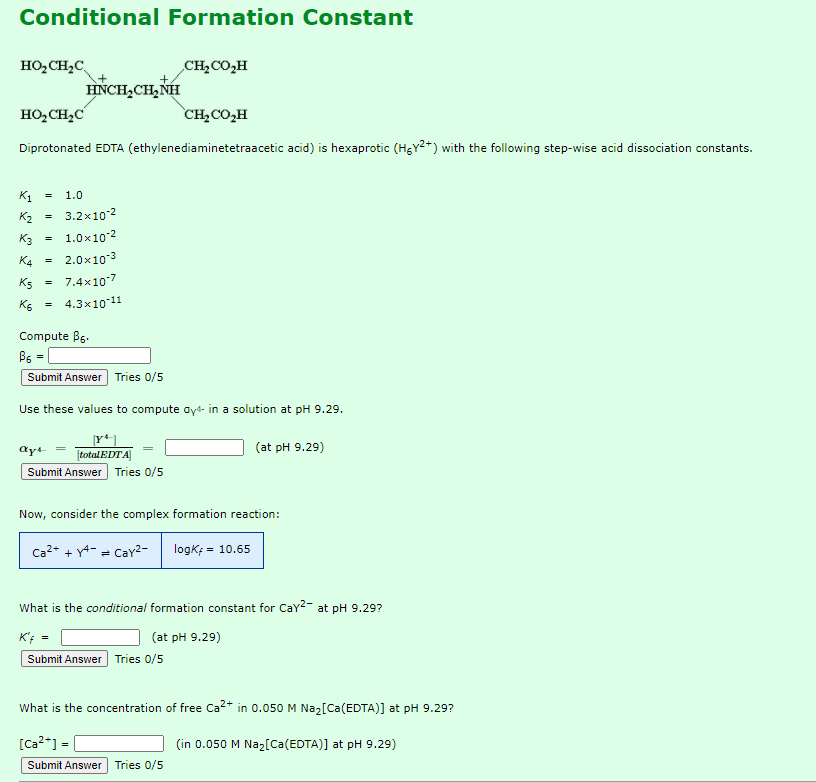 Solved Conditional Formation Constant HO CHC CH,CO,H HNCH | Chegg.com