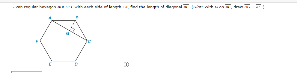 Solved Given regular hexagon ABCDEF with each side of length | Chegg.com