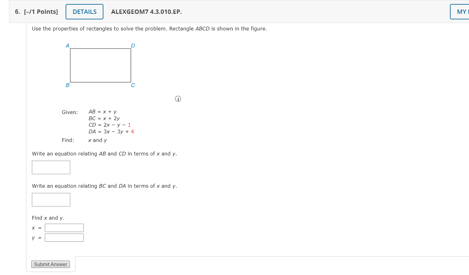 Solved 6. [-/1 Points] DETAILS ALEXGEOM7 4.3.010.EP. MY Use | Chegg.com