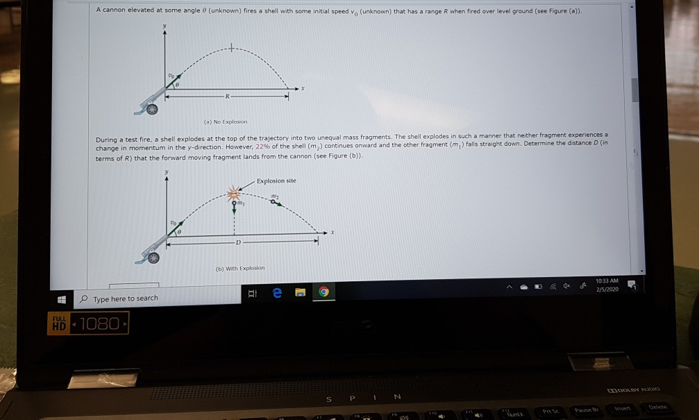 Solved A cannon elevated at some angle (unknown) fires a | Chegg.com