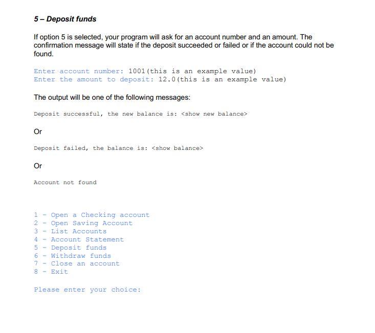 Solved Create a JAVA Banking Application that cab perform | Chegg.com