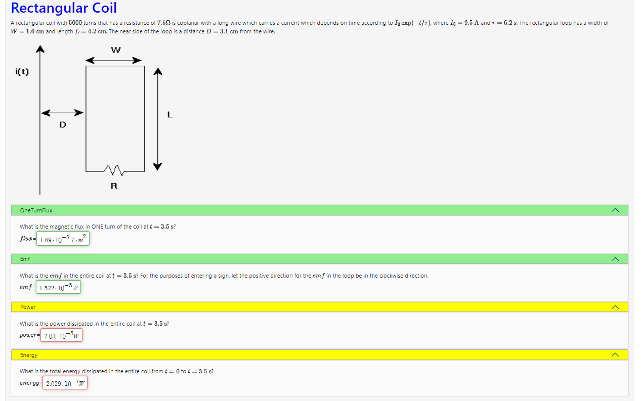 Solved Rectangular coll W=1.6 cm and length L=4.2 cm. The | Chegg.com