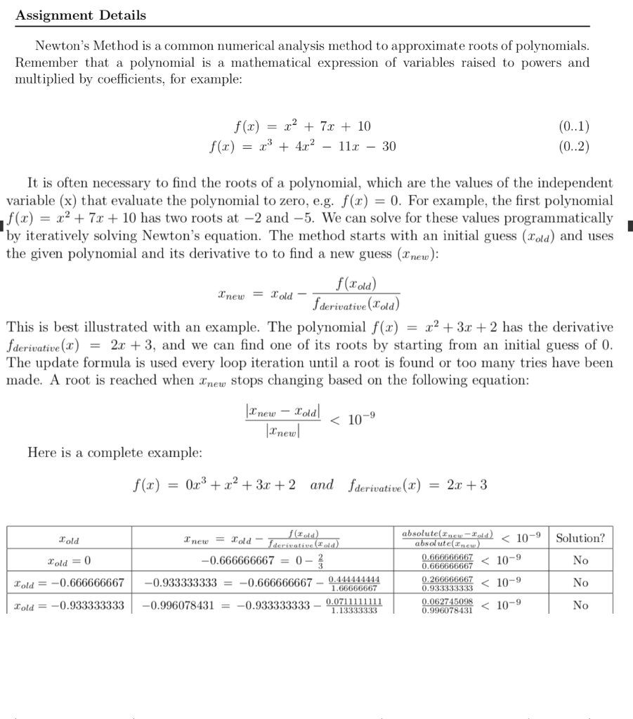 Solved Implement Newton's Method to find roots of 3rd order | Chegg.com