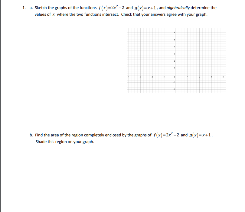 Solved a. Sketch the graphs of the functions f(x)=2x2−2 and | Chegg.com