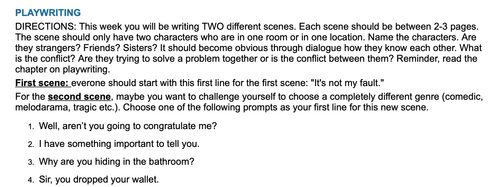 DIRECTIONS: This week you will be writing TWO | Chegg.com