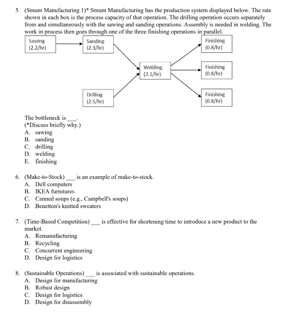 Solved 5. (Smunt Manufacturing 1)* Smunt Manufacturing has | Chegg.com