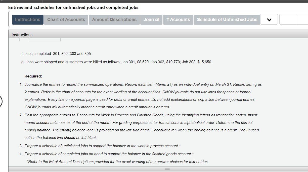 Solved Entries and schedules for unfinished jobs and | Chegg.com