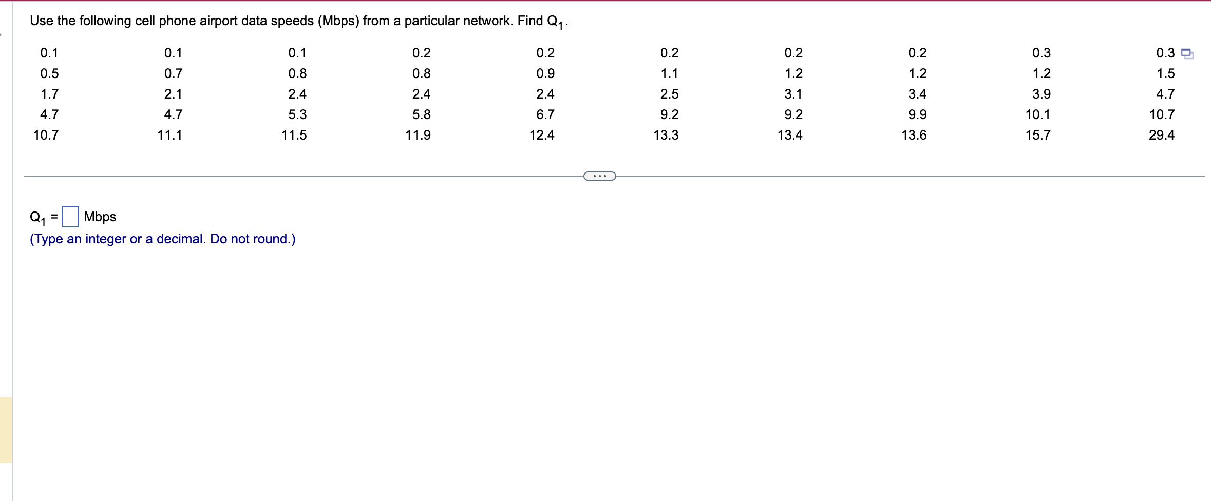 Solved Q1=Mbps (Type an integer or a decimal. Do not round.) | Chegg.com