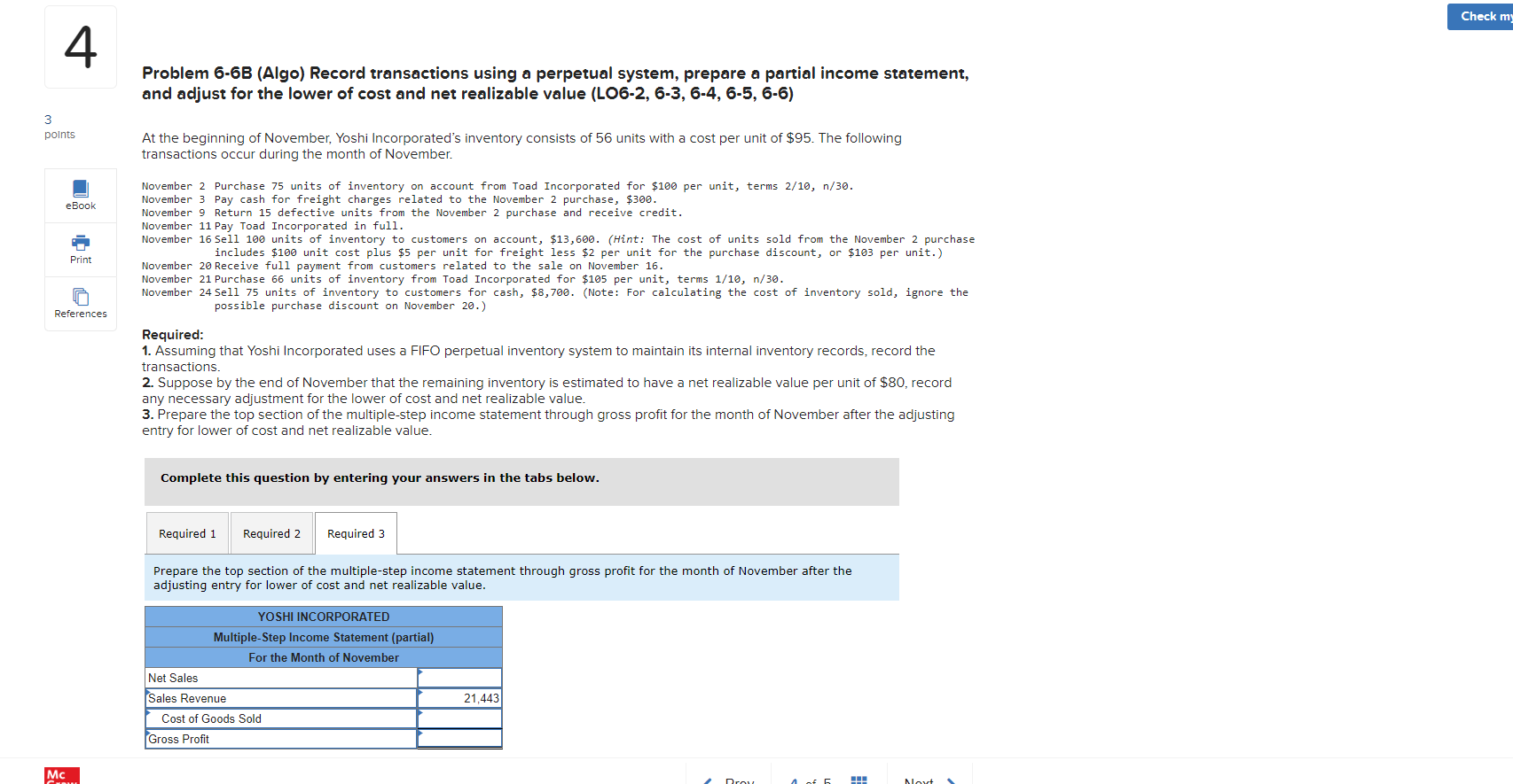 Problem 6-6B (Algo) Record transactions using a | Chegg.com