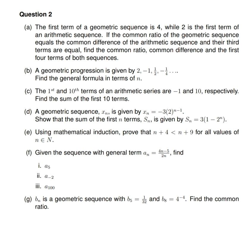 Solved Question 2 A The First Term Of A Geometric Sequence