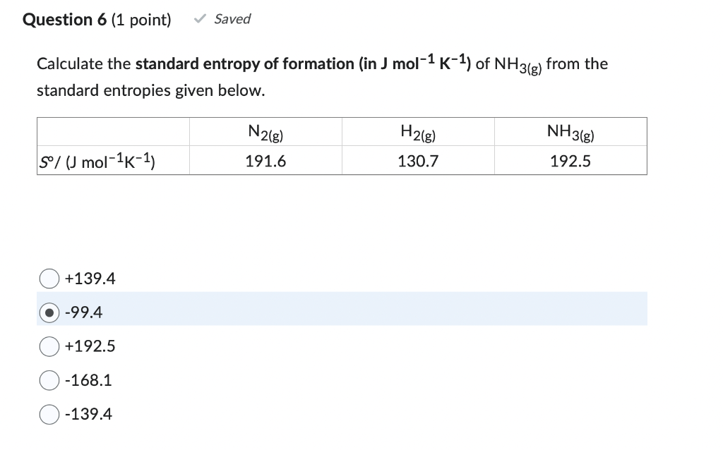 Solved Calculate the standard entropy of formation (in | Chegg.com