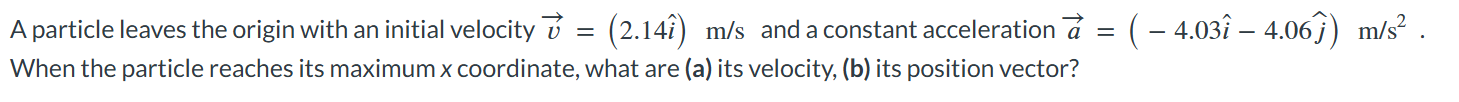 Solved A particle leaves the origin with an ﻿initial | Chegg.com