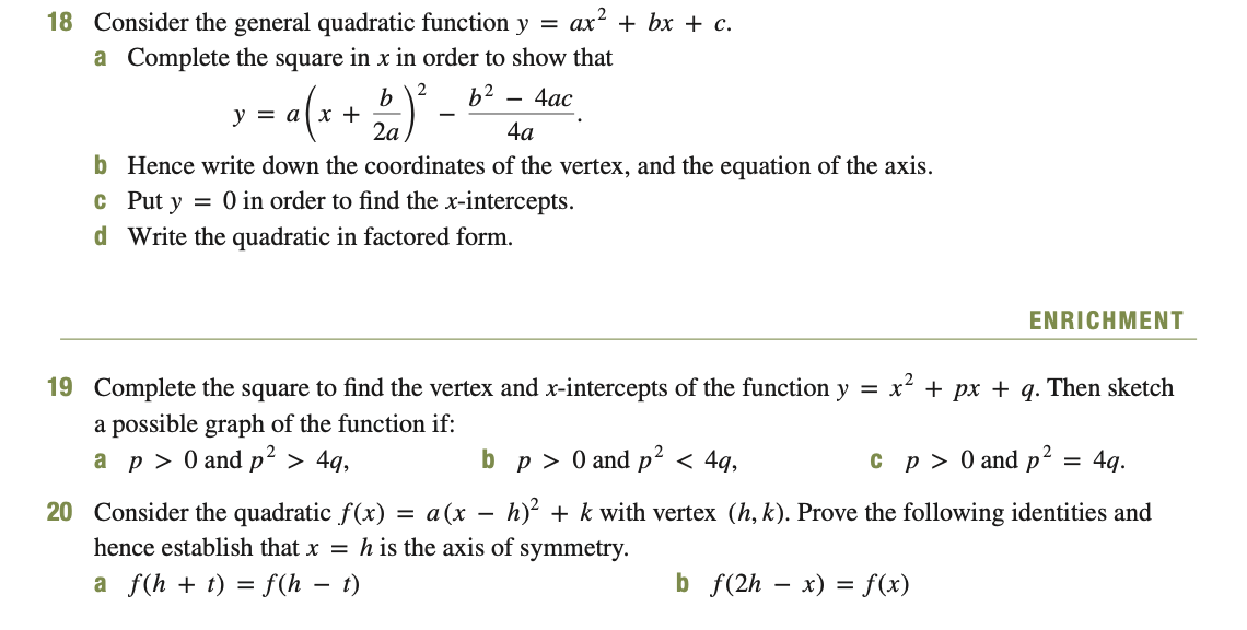 18 ﻿Consider the general quadratic function | Chegg.com