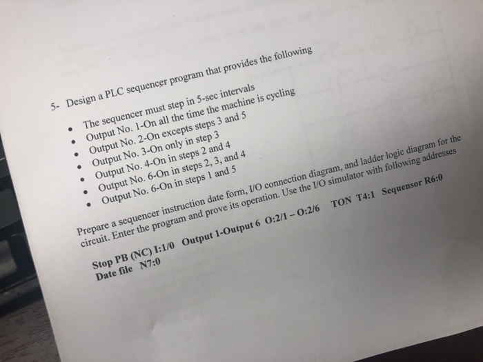 Solved 5- Des ign a PLC sequencer program that provides the | Chegg.com