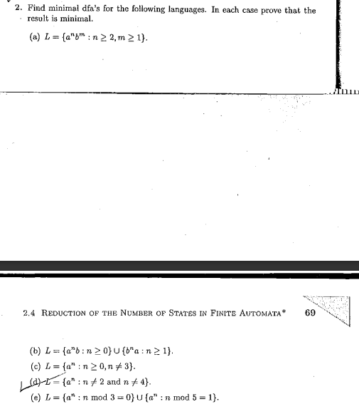 Solved 2. Find minimal dfa's for the following languages. In | Chegg.com