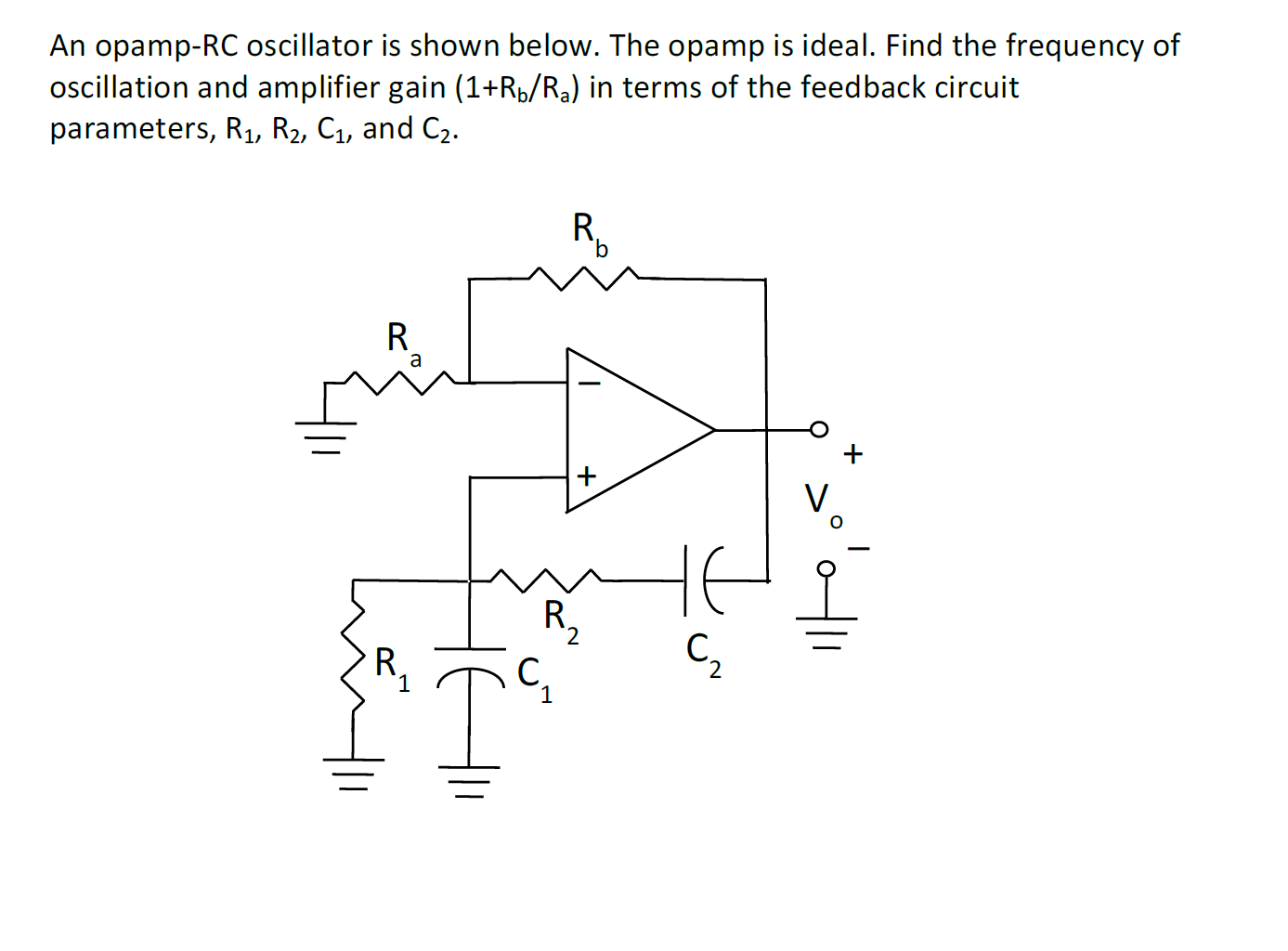Solved An opamp-RC oscillator is shown below. The opamp is | Chegg.com