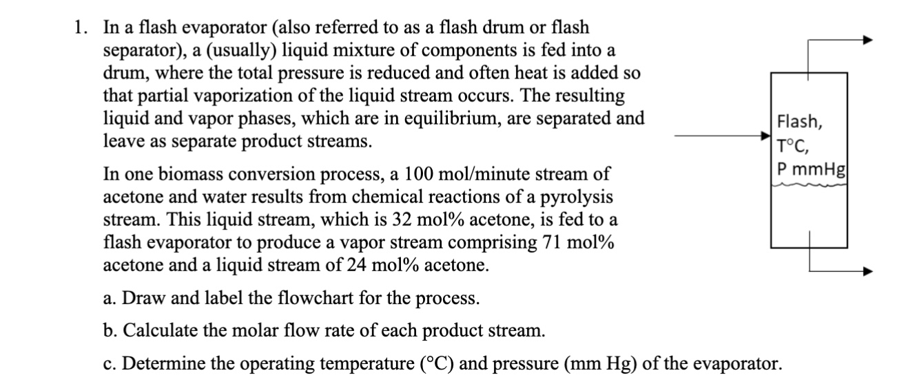 Solved In a flash evaporator (also referred to as a flash | Chegg.com