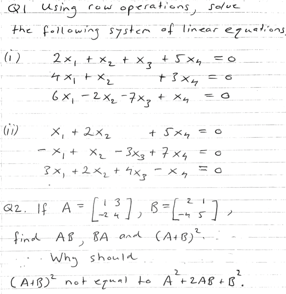 Solved QI using row operations, solve the following system | Chegg.com