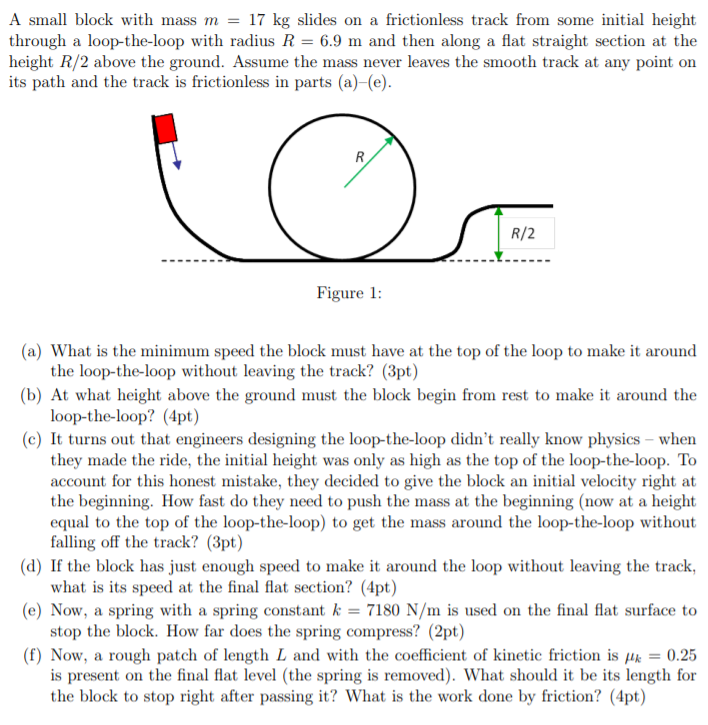 Solved A small block with mass m = 17 kg slides on a | Chegg.com