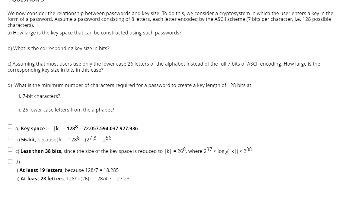 Solved We now consider the relationship between passwords | Chegg.com