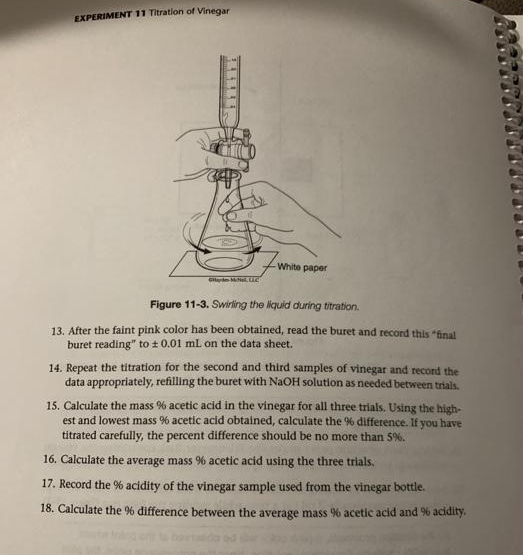 EXPERIMENT 11 Titration of Vinegar PROCEDURE 1. | Chegg.com