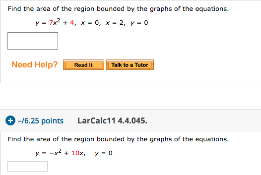 Solved Find the area of the region bounded by the graphs of | Chegg.com