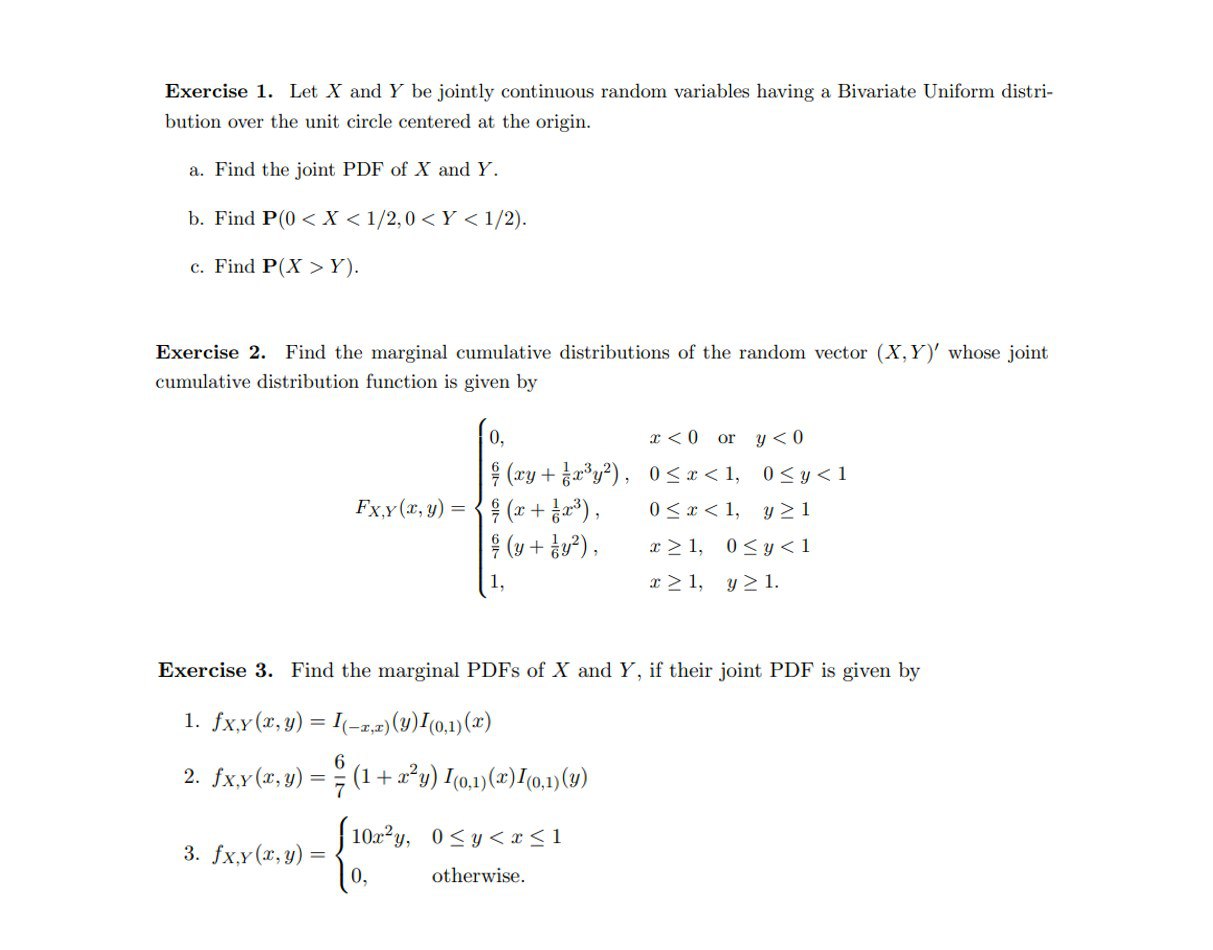 Solved Exercise 1. Let X and Y be jointly continuous random | Chegg.com