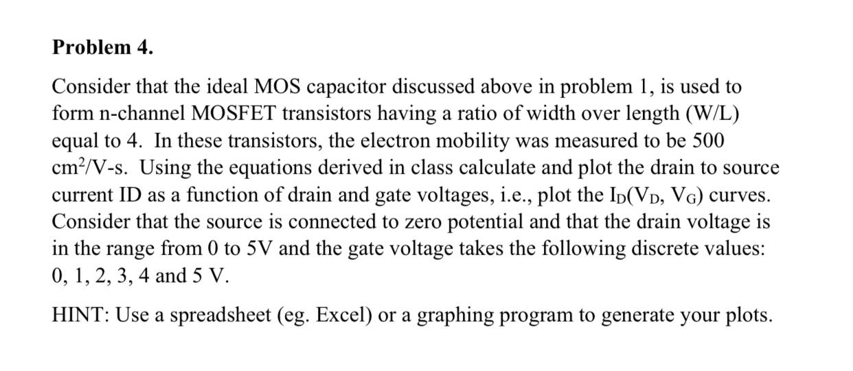 Solved Problem 4. Consider that the ideal MOS capacitor | Chegg.com