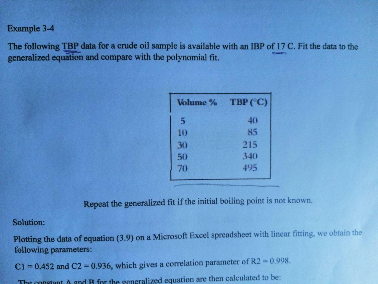 Solved Example 3-4 The following TBP data for a crude oil | Chegg.com