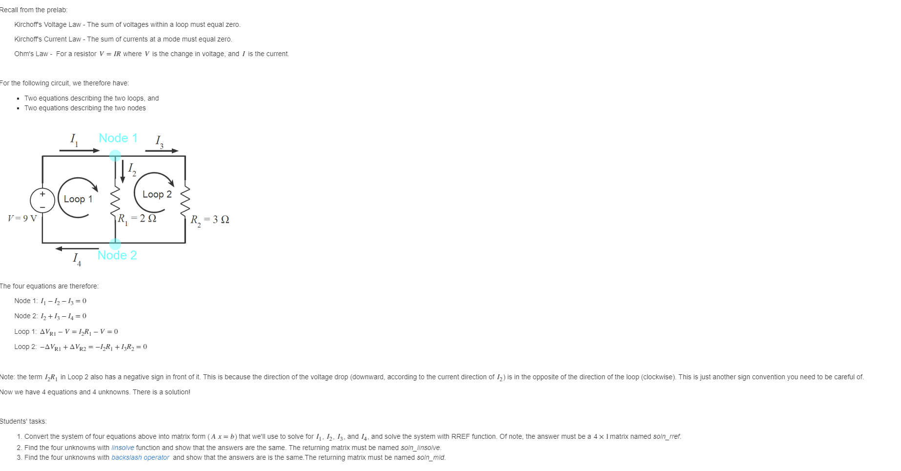 Solved Recall from the prelab: Kirchoff's Voltage Law - The | Chegg.com