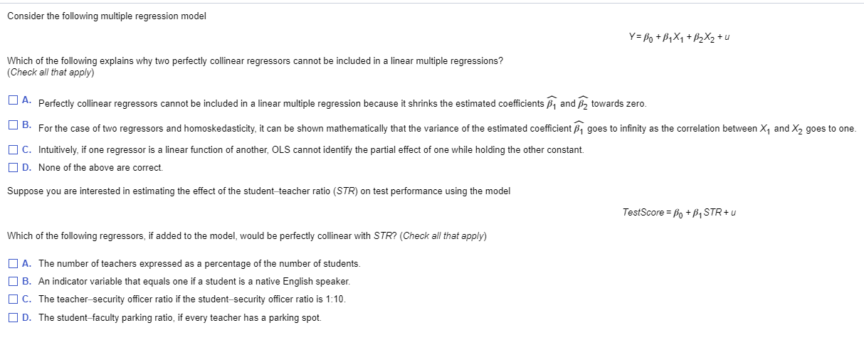 Solved Consider the following multiple regression model Y = | Chegg.com