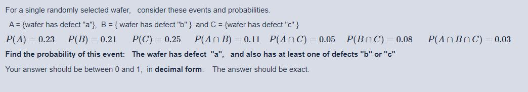 Solved For a single randomly selected wafer, consider these | Chegg.com