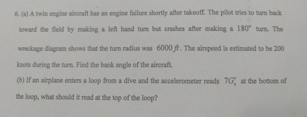 Solved 6. (a) A twin engine aircraft has an engine failure | Chegg.com