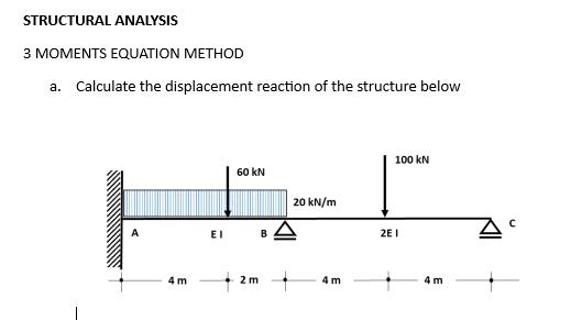 Solved STRUCTURAL ANALYSIS 3 MOMENTS EQUATION METHOD a. | Chegg.com