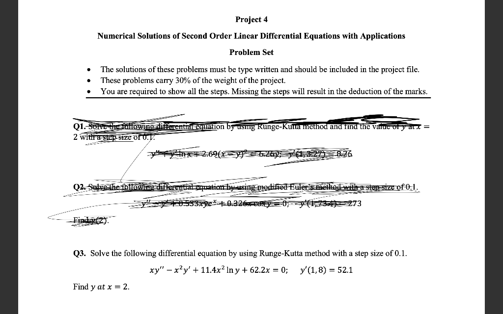 Solved Project 4 Numerical Solutions of Second Order Linear | Chegg.com