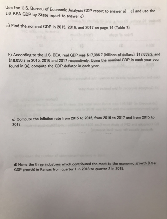 Solved Use the U.S. Bureau of Economic Analysis GDP report | Chegg.com