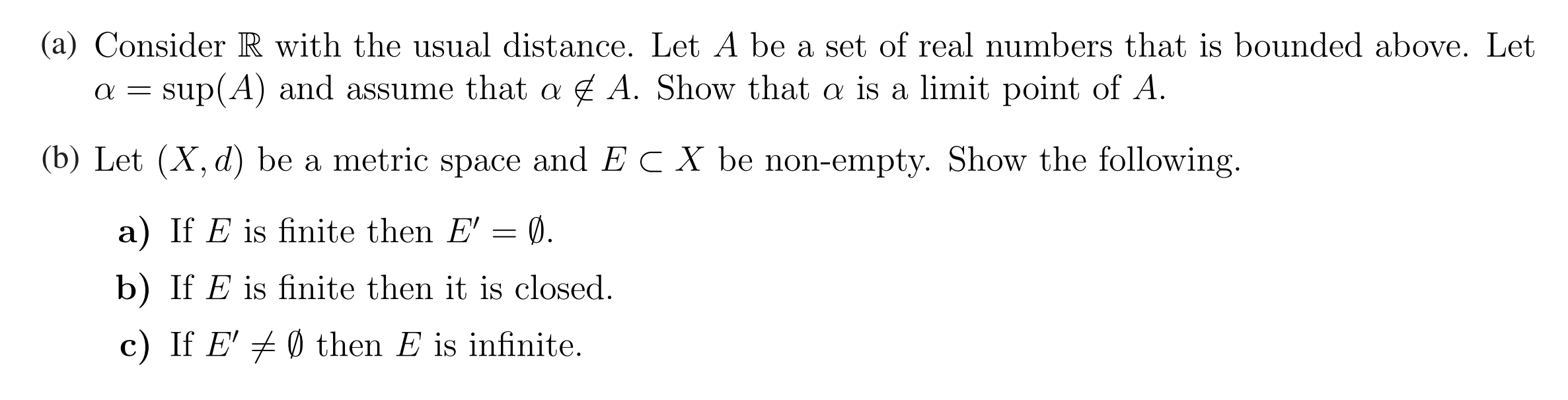 Solved (a) Consider R with the usual distance. Let A be a | Chegg.com