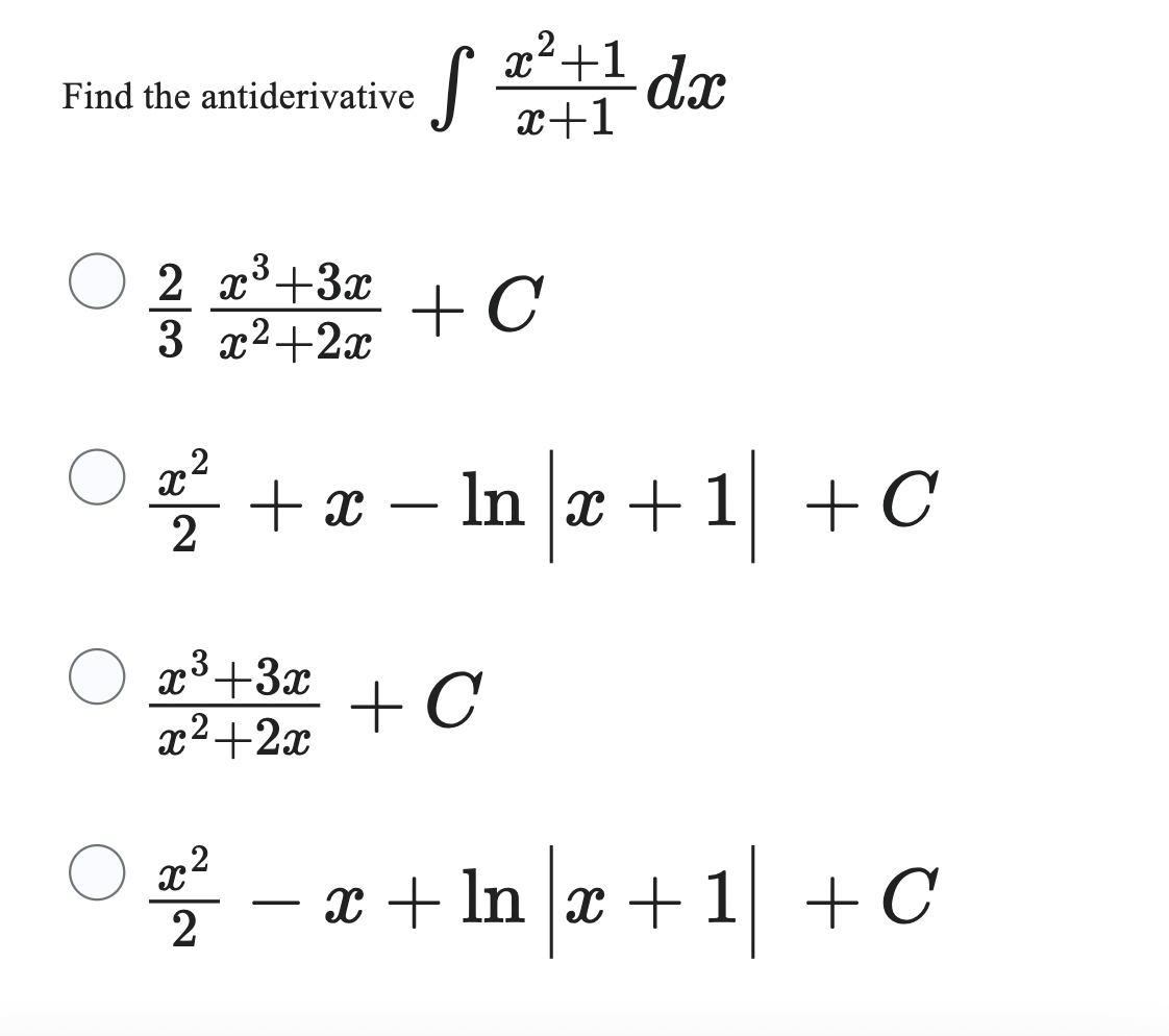 the antiderivative ∫x+1x2+1dx | Chegg.com