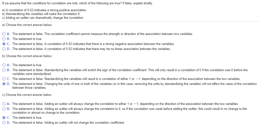 Solved If we assume that the conditions for correlation are | Chegg.com