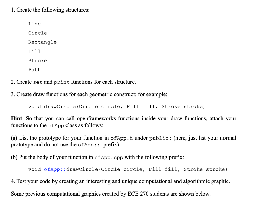 1. Create the following structures: Line Circle | Chegg.com