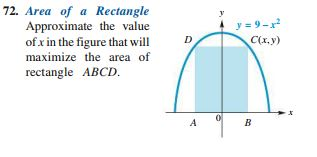 Solved 72. Area of a Rectangle Approximate the value of x in | Chegg.com